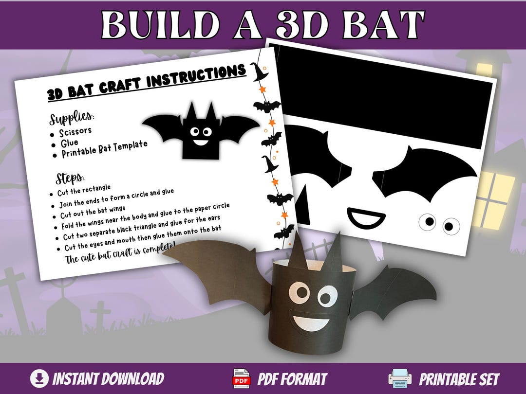3D Bat Craft Printable: Halloween Paper Craft (PDF) - Etsy