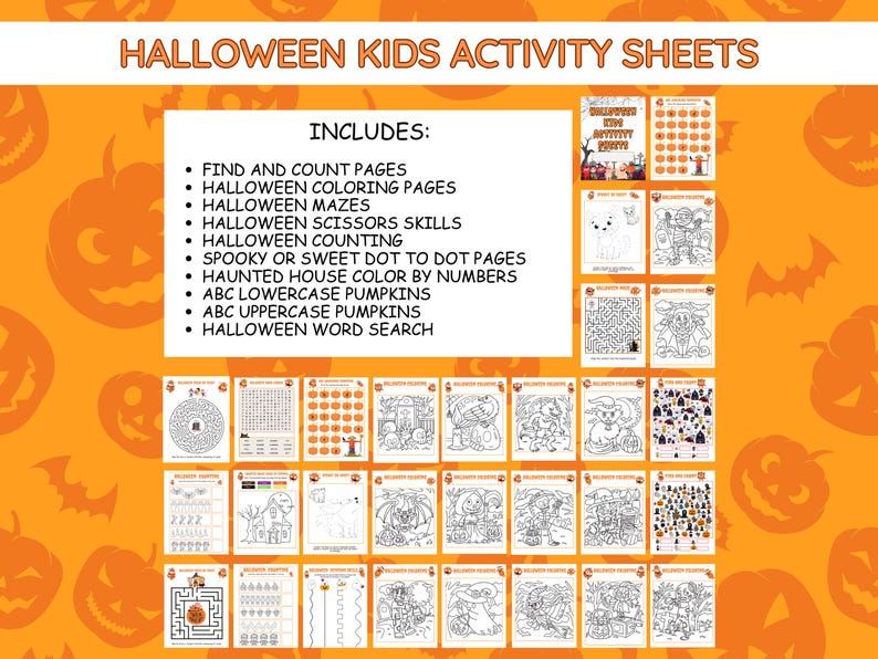 Halloween Kids Activity Pack | Printable Worksheets for Kids | Mazes ...