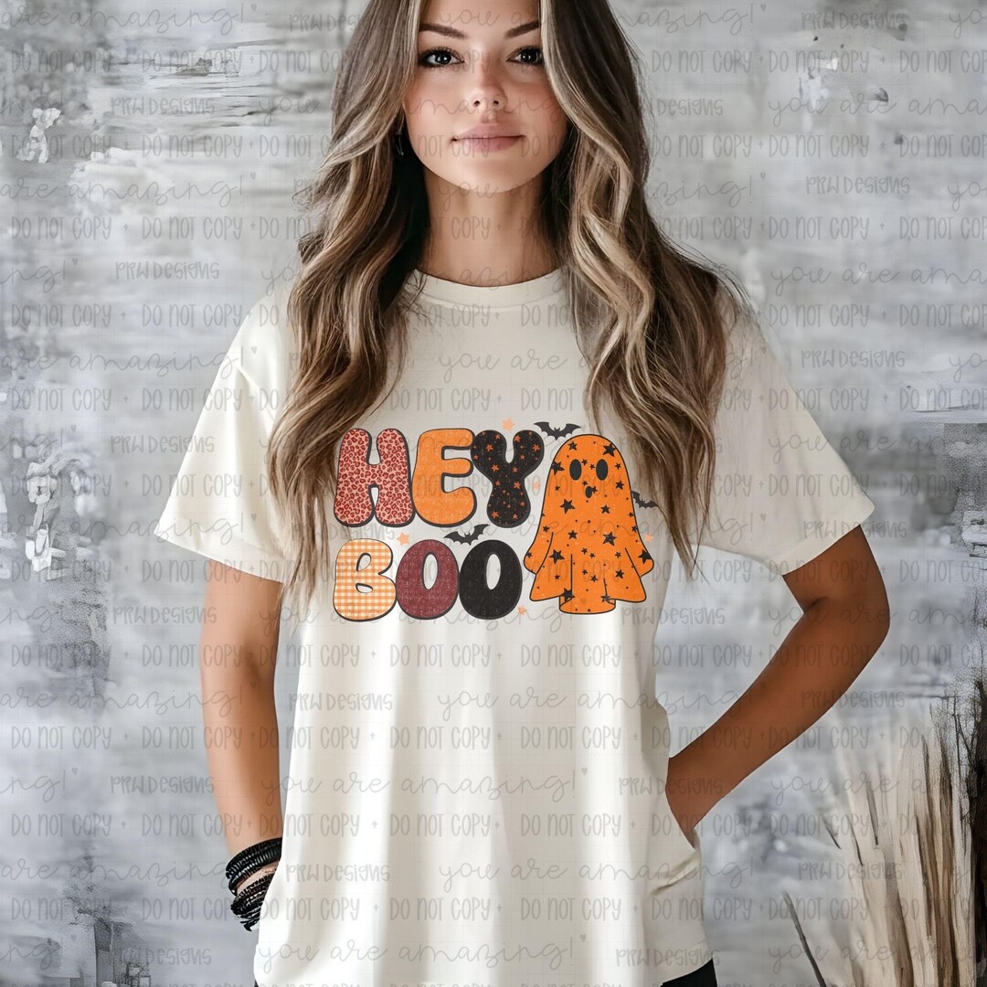 Retro Hey Boo Ghost PNG: Spooky Season Sublimation (digital Download ...