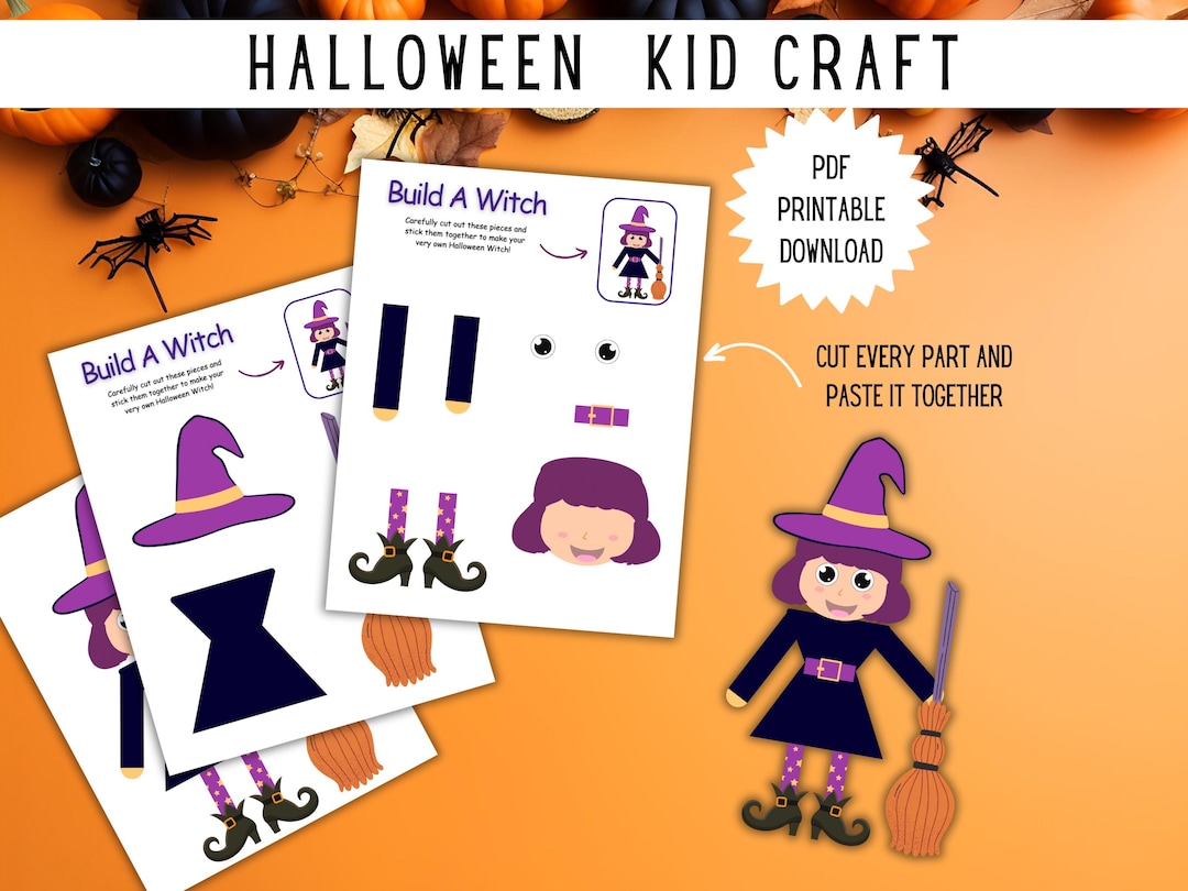 Build a Witch Printable Craft | Halloween Paper Craft for Kids | Cut ...