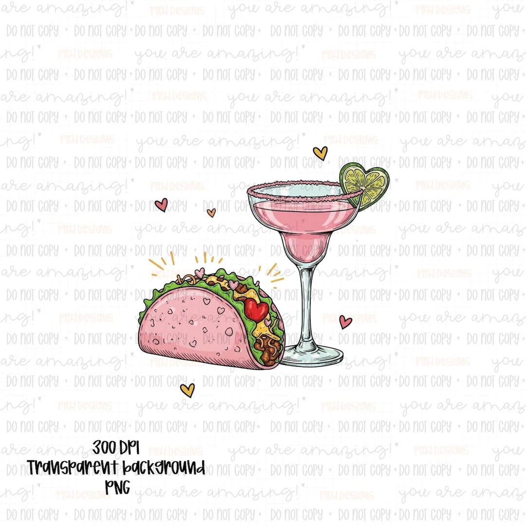 Taco rosa y margarita de San Valentín PNG / Diseño lindo de amor con ...