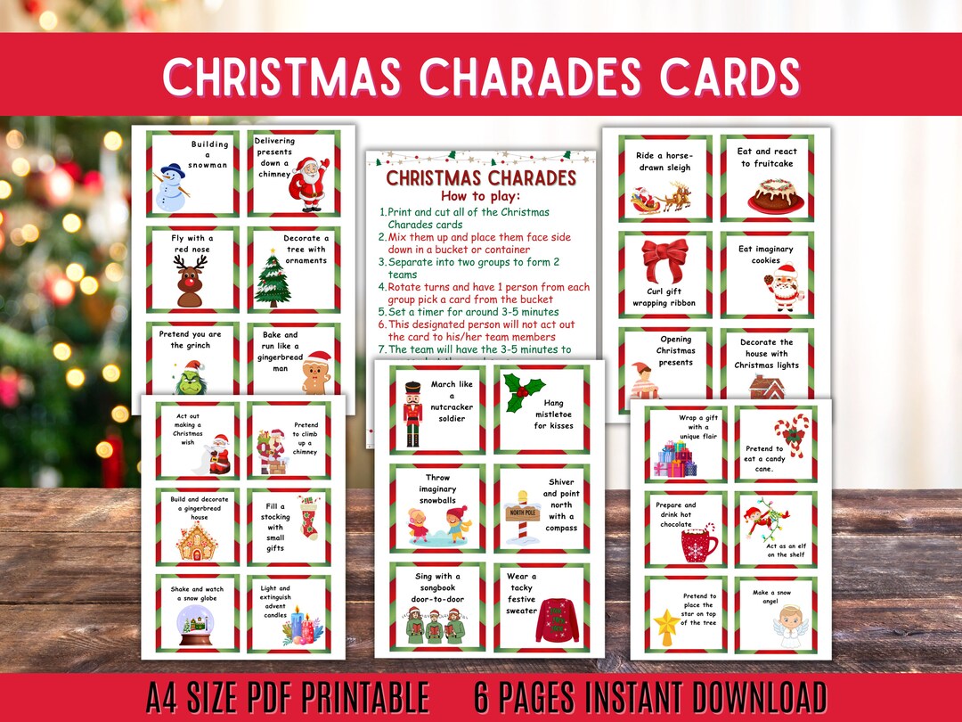 Printable Christmas Activities, Christmas Charades, Christmas Bingo ...