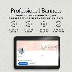 Linkedin Cover Template, Watercolor Blue, INSTANT DOWNLOAD, 4 Linkedin ...