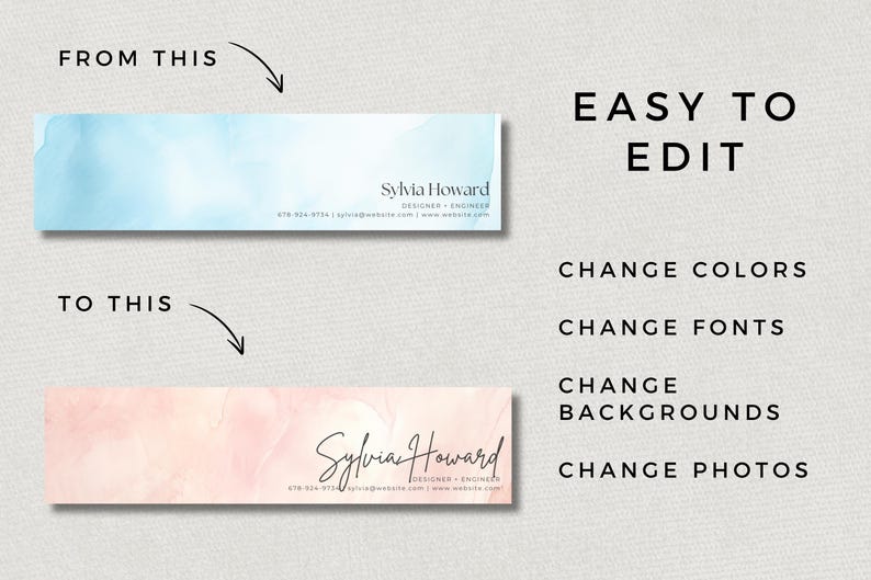 Linkedin Cover Template, Watercolor Blue, INSTANT DOWNLOAD, 4 Linkedin ...