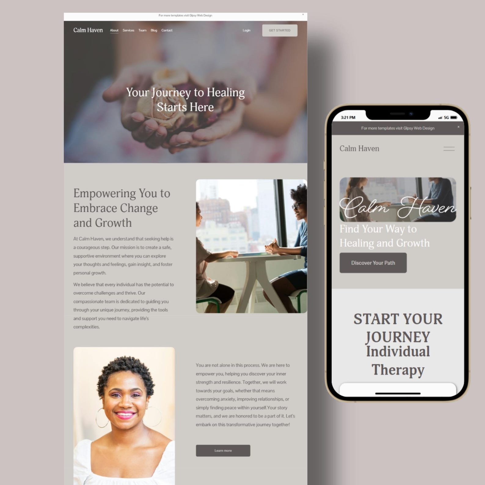 Squarespace Template Therapy, Muted Colors, Therapist Website, Wellness ...