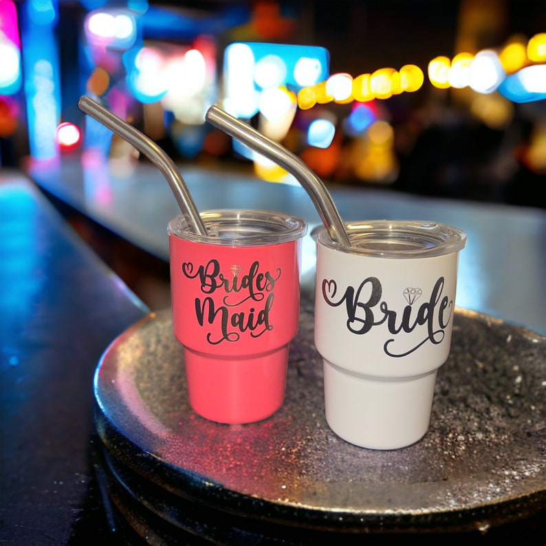 2x Custom Party Mini 2oz Tumblers, Shot Glasses. Includes Straws and ...