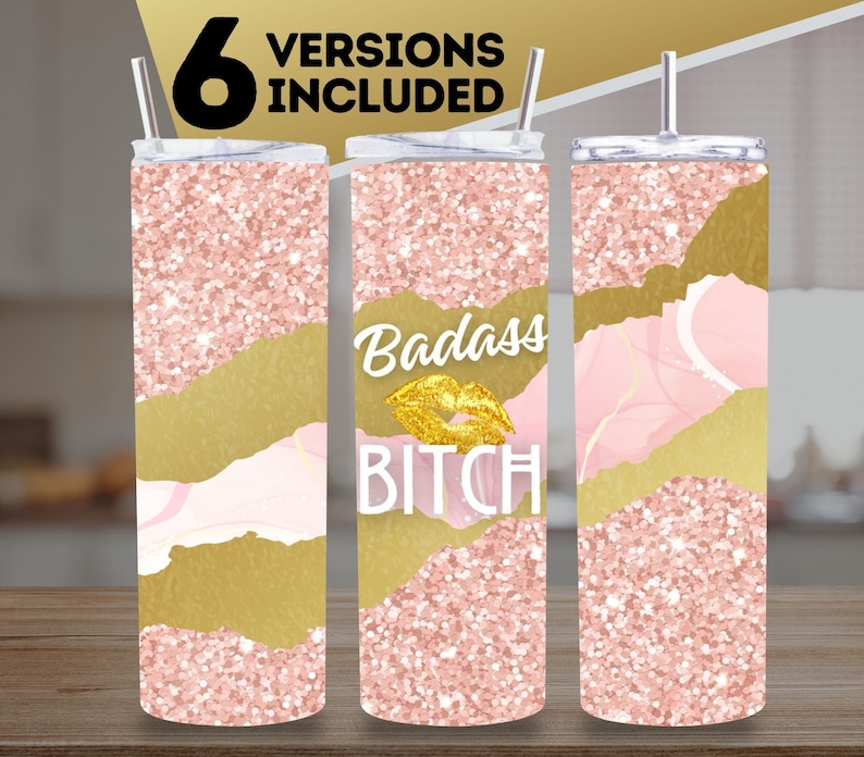 20oz Skinny Tumbler Badass Bitch Sublimation Design Templates,straight ...