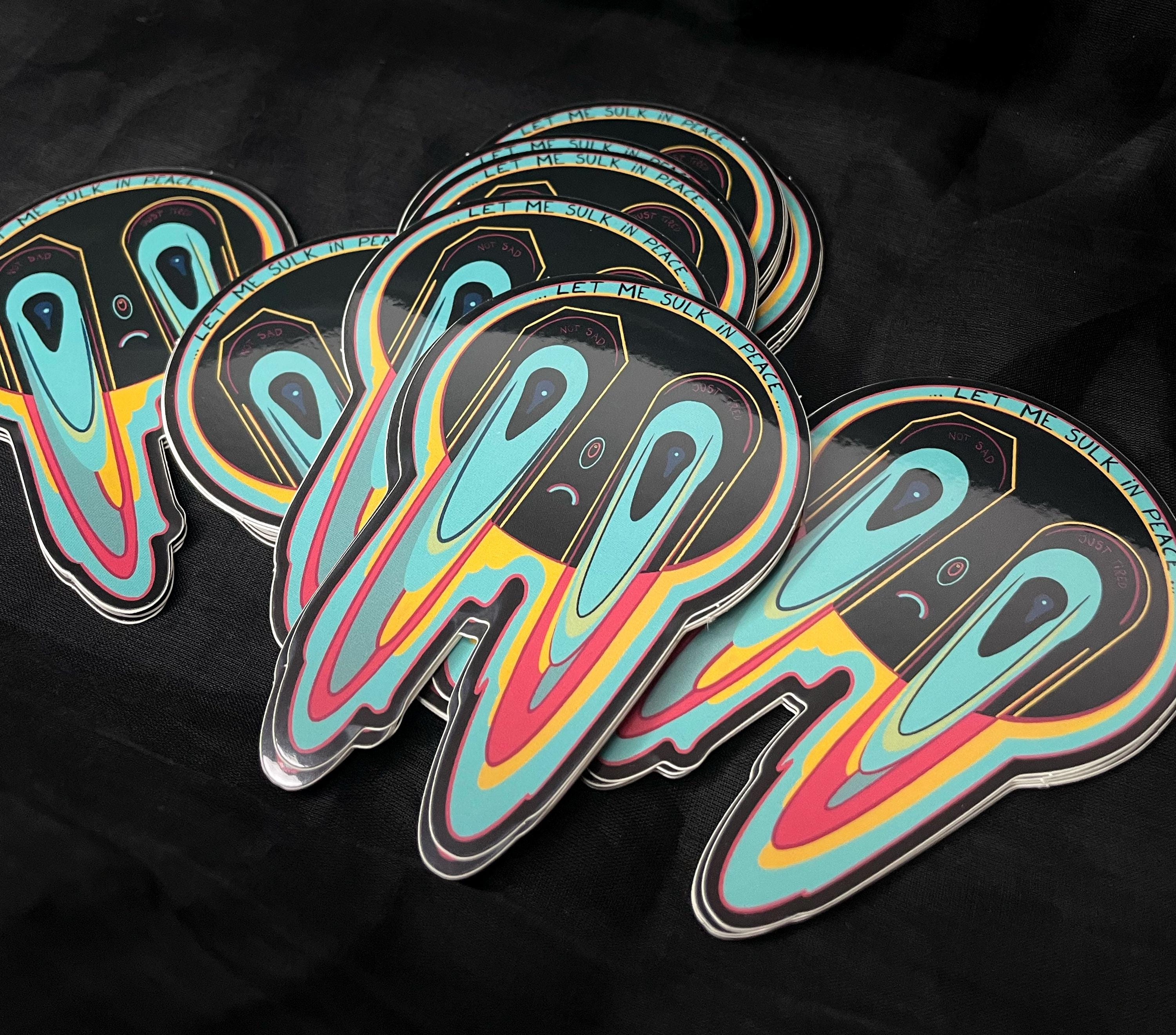 Melting Face/burnout Stickers/not Sad, Just Tired/psychedelic Dripping ...