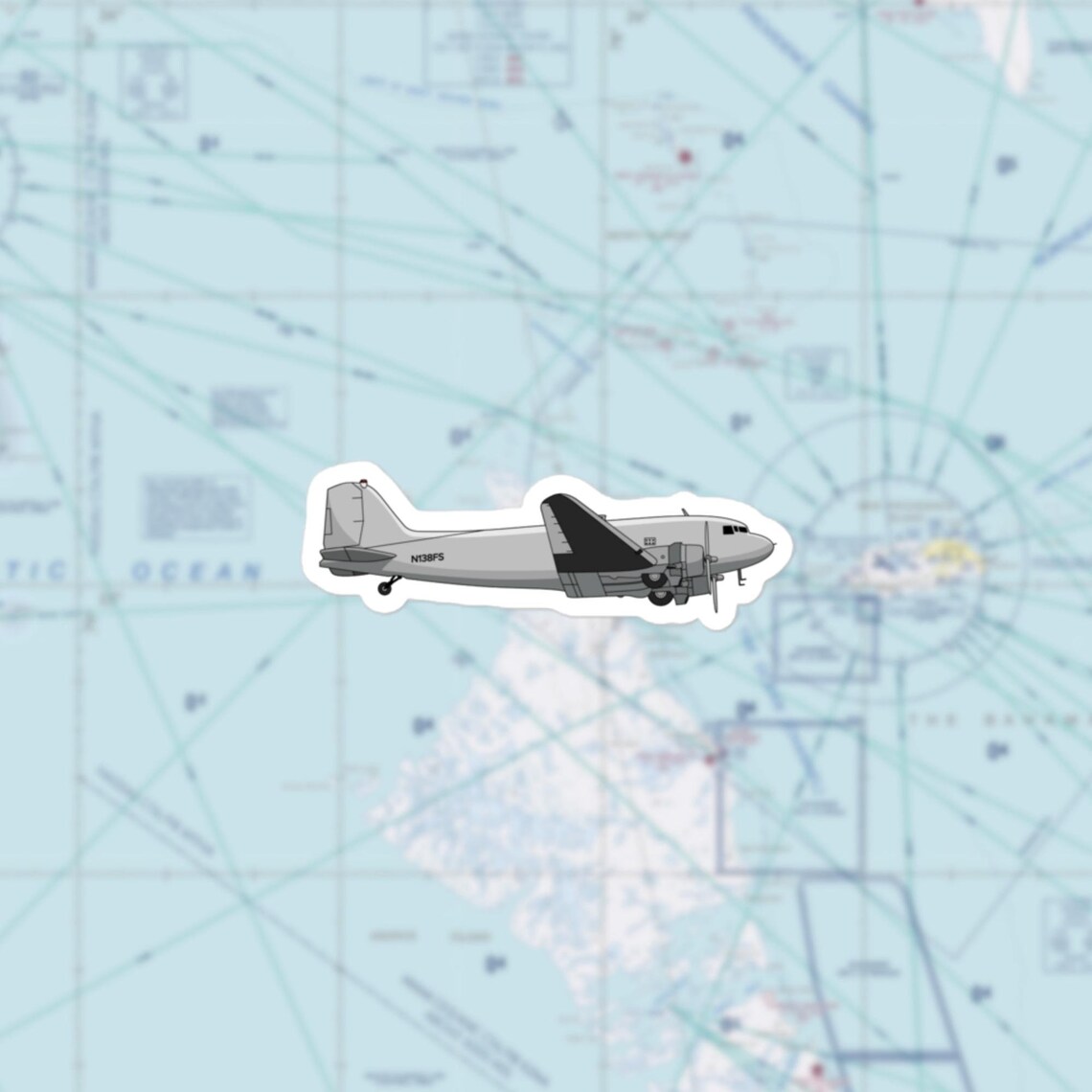 Vintage DC3 Classic Plane Decal in Elegant Grey - Timeless Aircraft ...