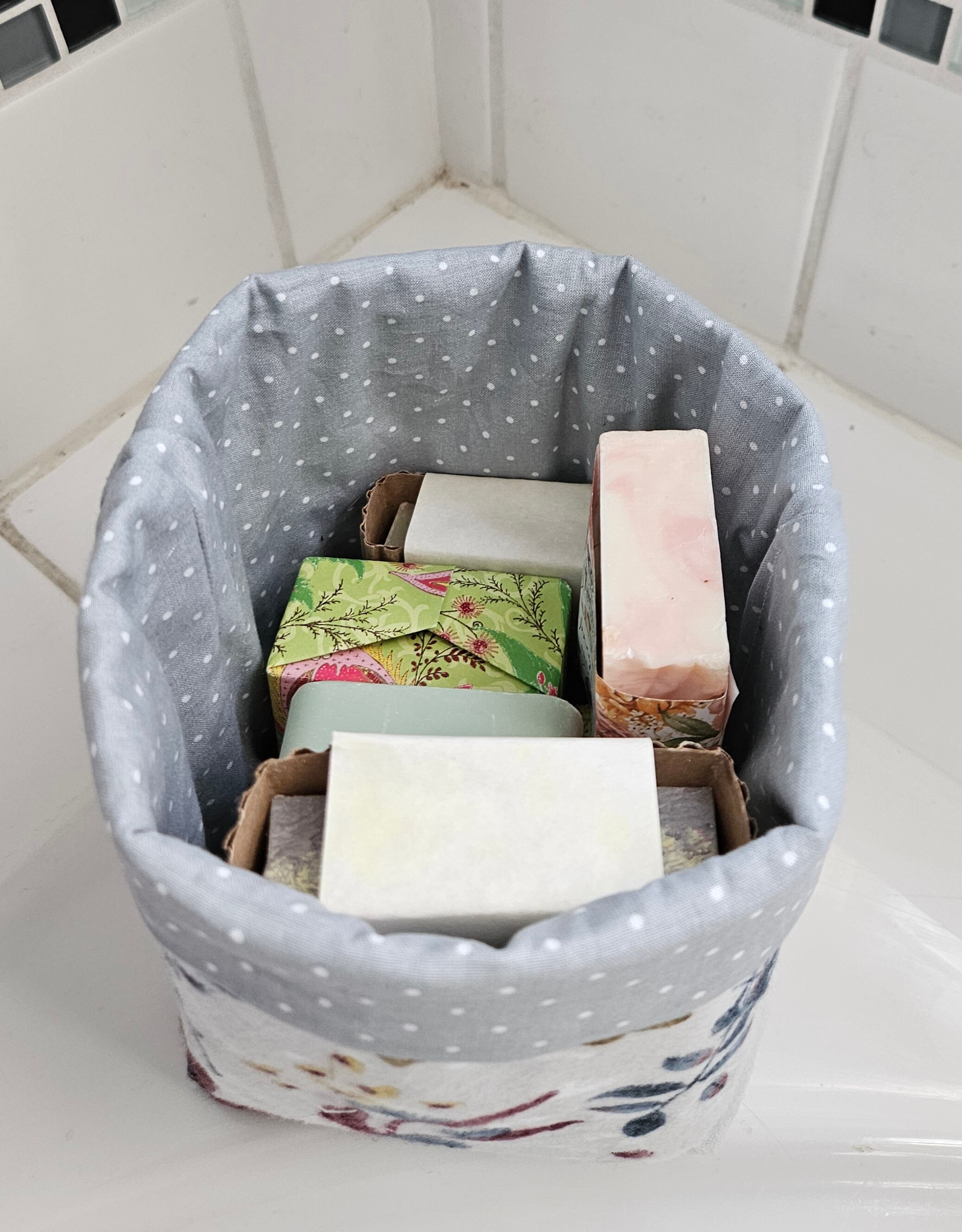 Small Reversible Fabric Basket in Variety of Colorful Prints Handmade ...