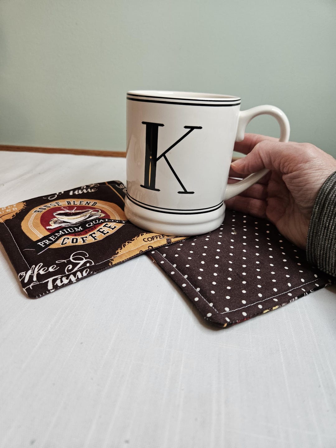 Reversible Vintage Espresso Coffee Theme Cloth Coaster: Washable Cotton ...