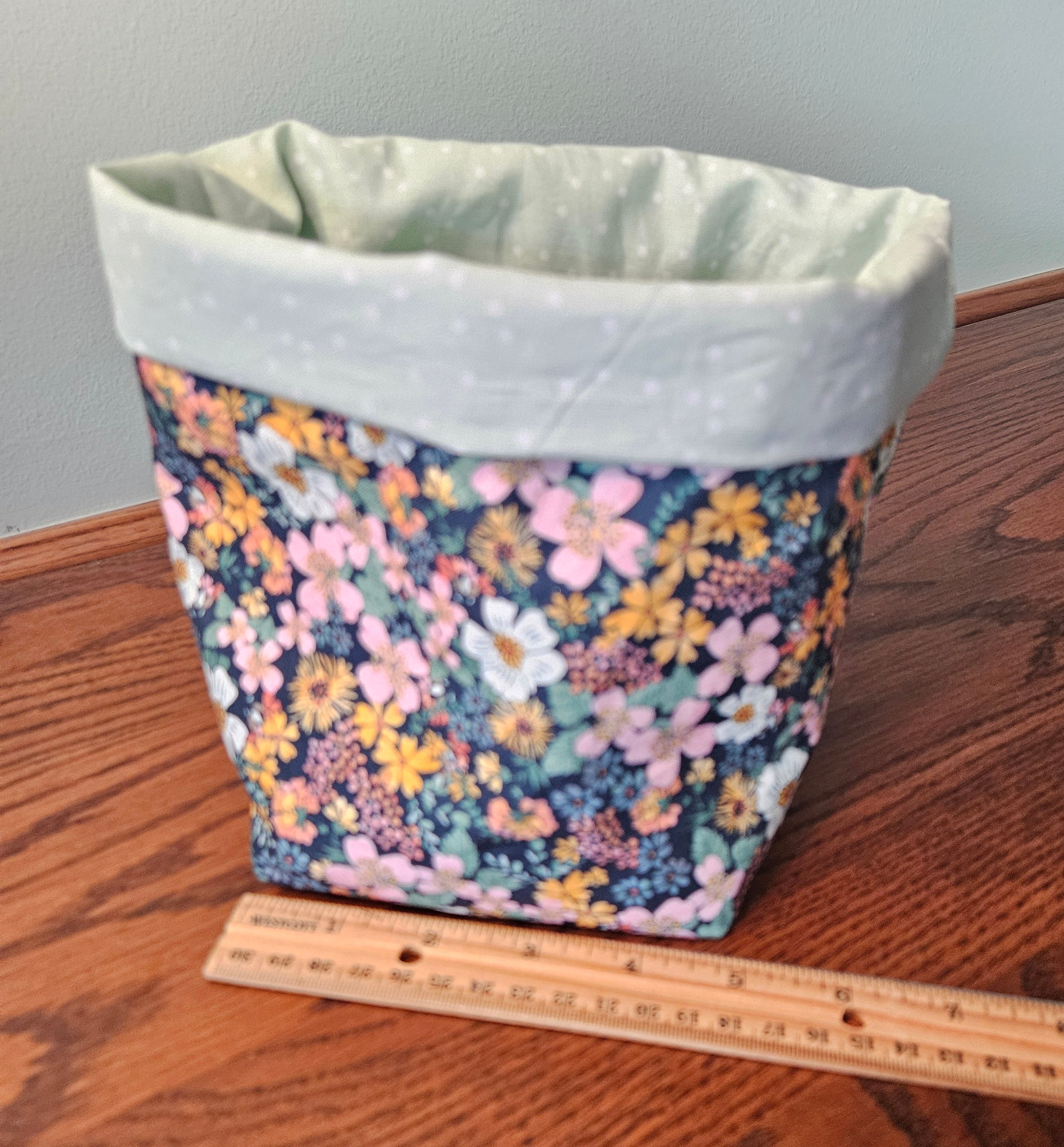 Small Reversible Fabric Basket in Variety of Colorful Prints Handmade ...