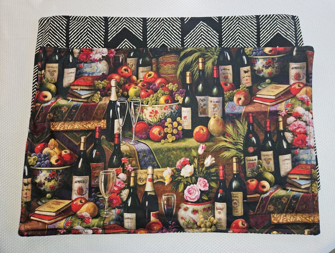 Reversible Wine Print Fabric Placemat: Handmade Dinner Table Decor - Etsy