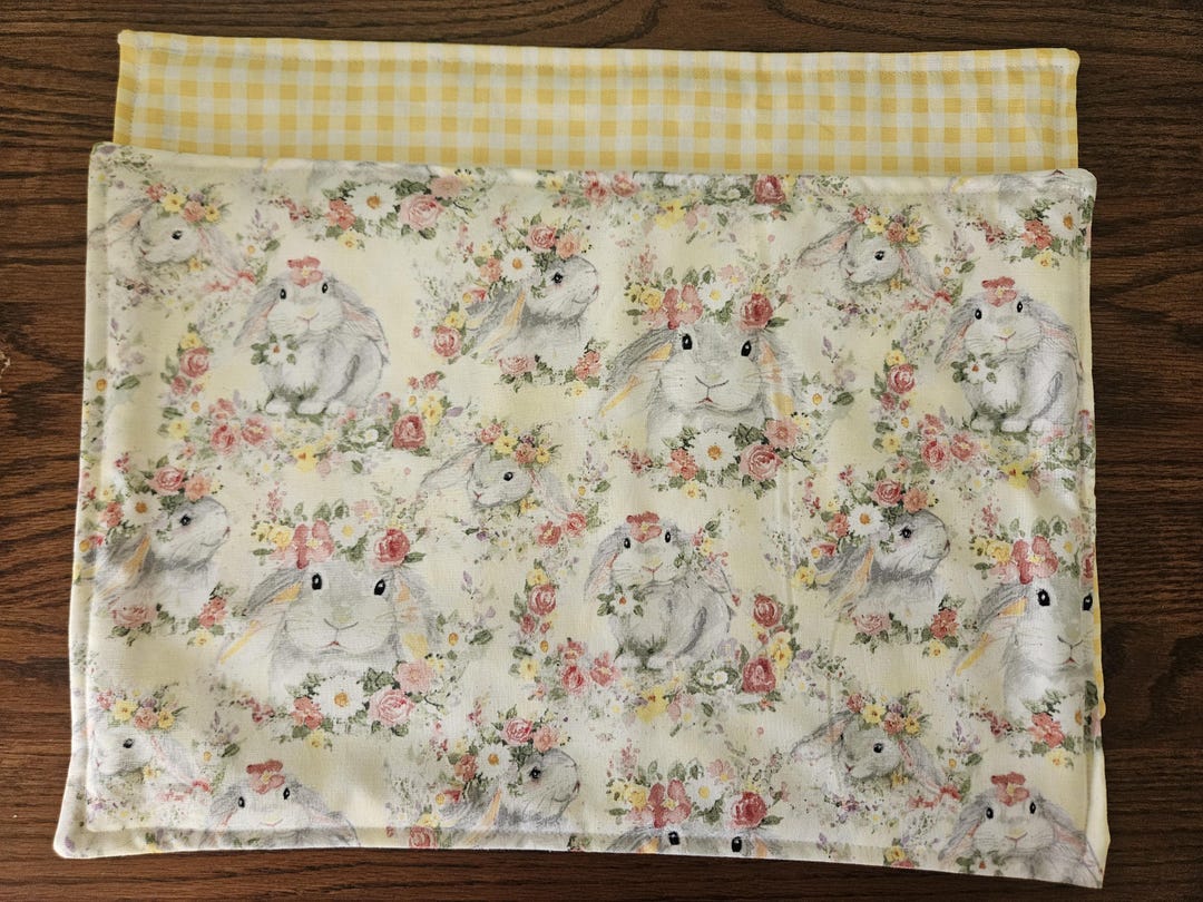 Easter Bunny Placemat, Easter Print Reversible Fabric Placemat, Spring ...