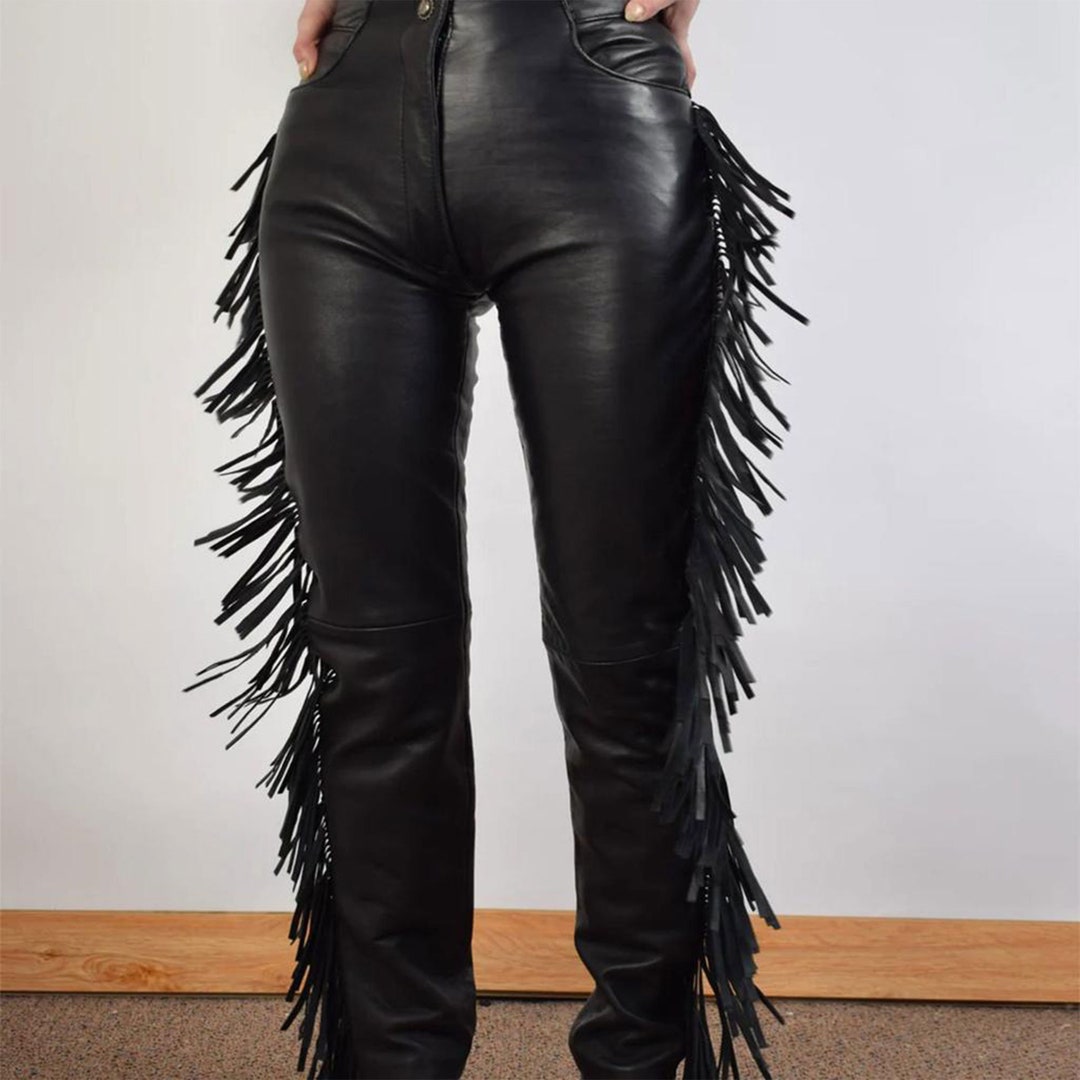 High Waist Fringe Pant , Leather Fringe Pant , Pant Women , USA Style ...