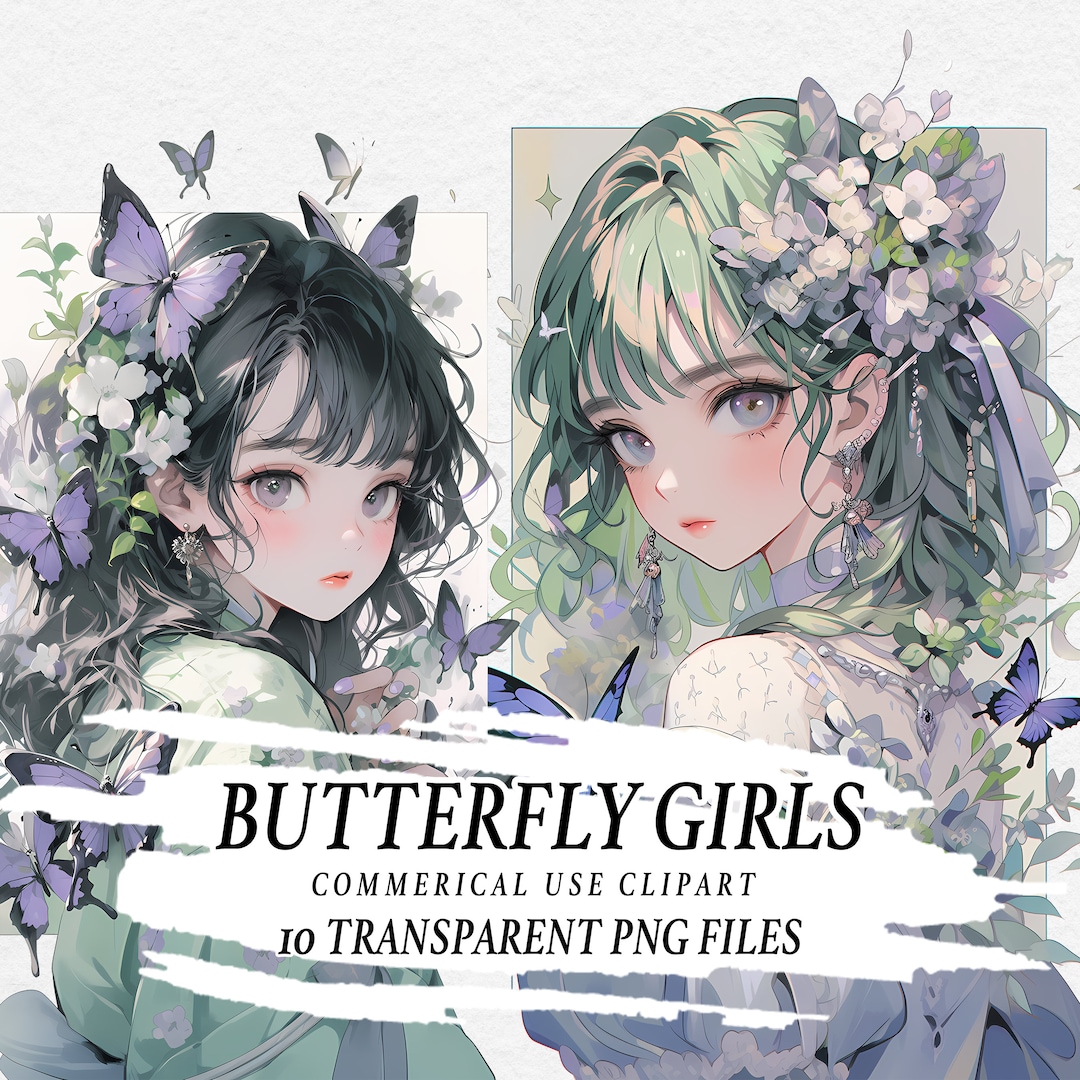 Butterfly Anime Portraits, Clipart Png, Spring Clipart, Fantasy Journal ...