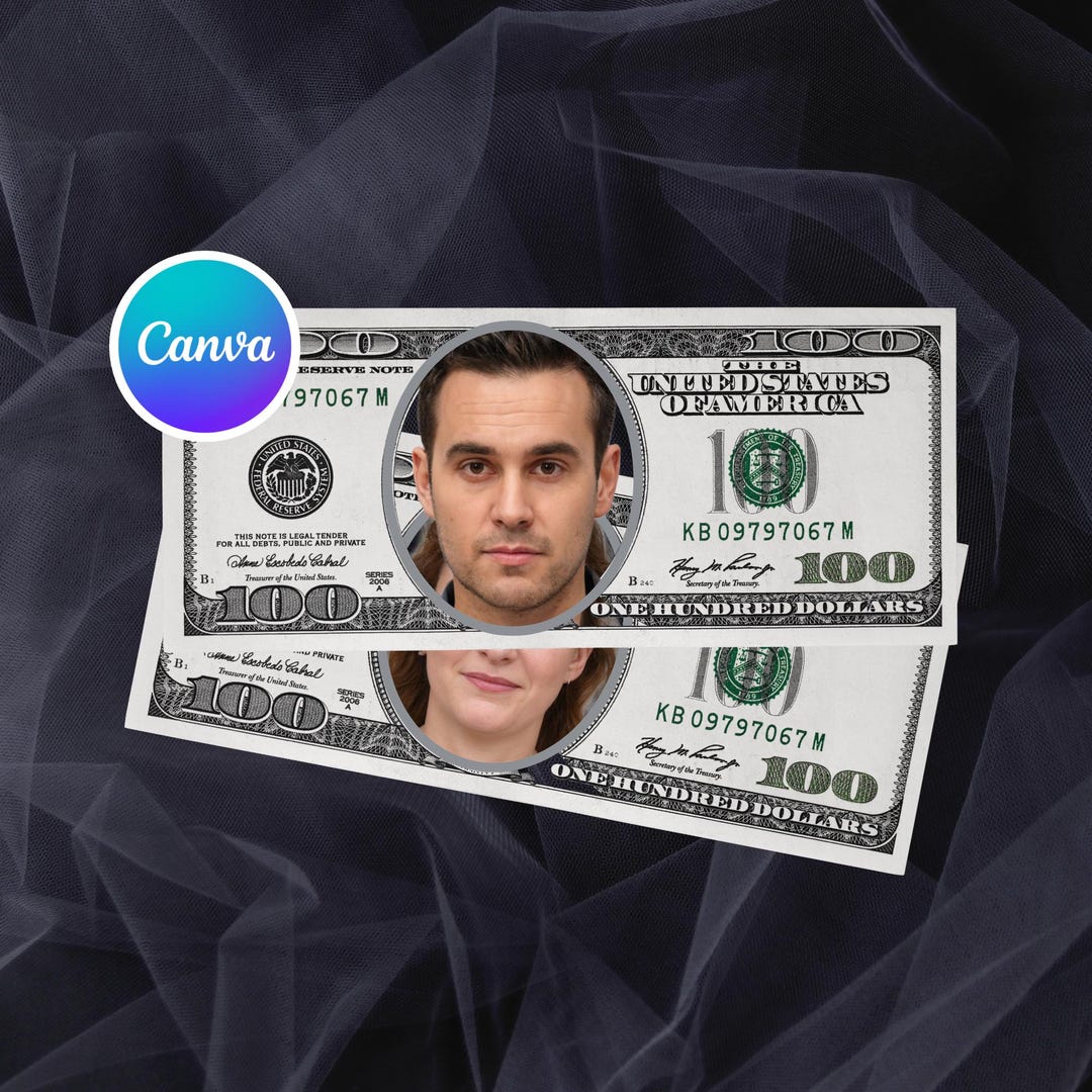 Editable 100 Dollar Bill Template, Custom Face on Money, Personalized ...