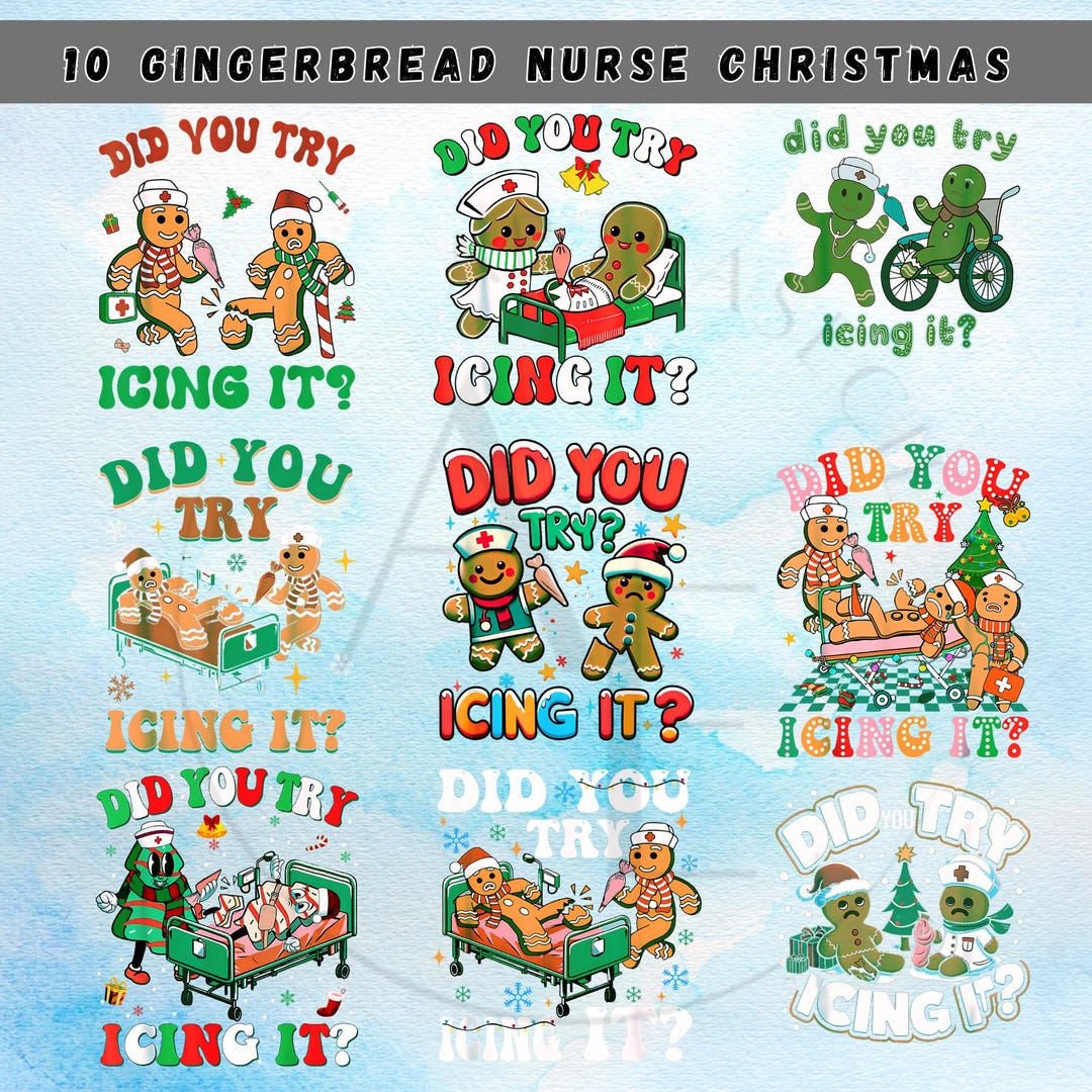 10 Designs Retro ICU Nurse Christmas Png Bundle, Funny Nursing ...