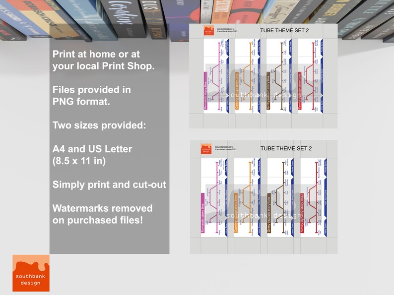 Printable Bookmarks. London Tube Lines Theme. 4 Story Genres - Etsy