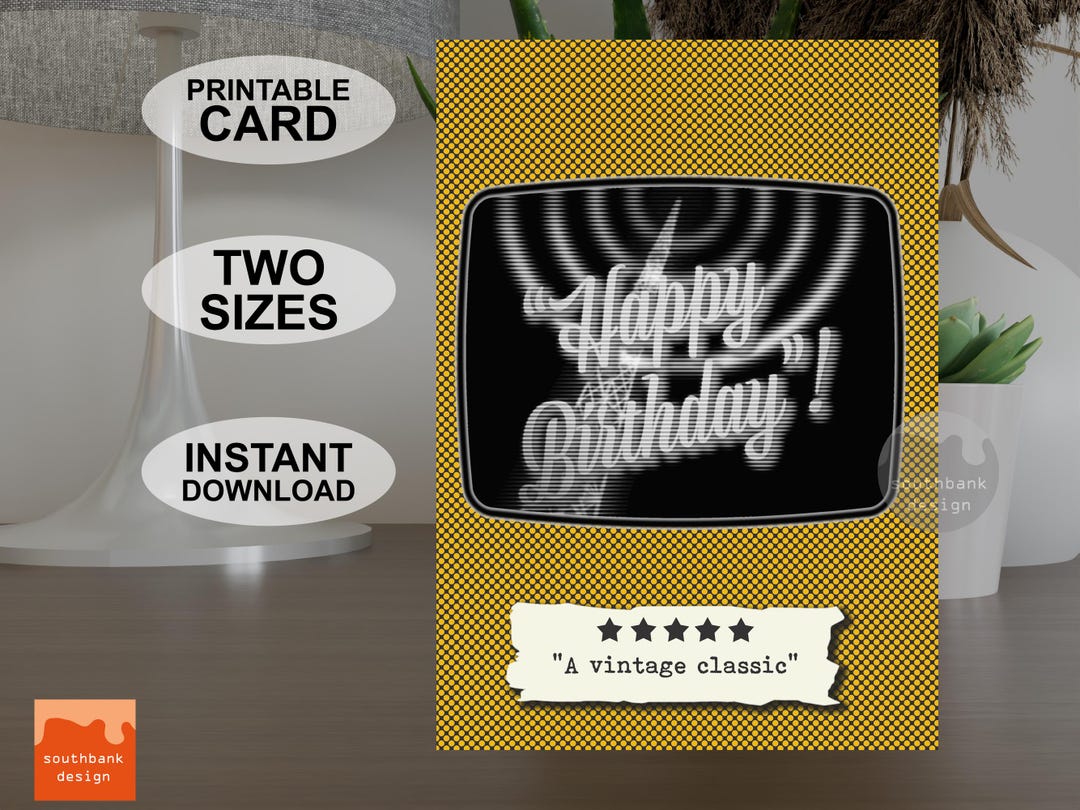 Retro TV Birthday Card: Colorful Pop Art Design (digital Download) - Etsy