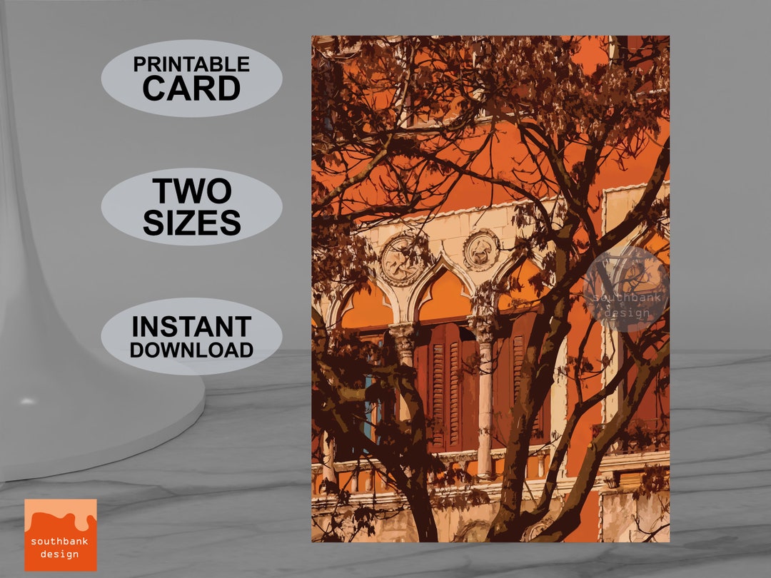 Printable Venice Greeting Card. Watercolour Painting Look. Suitable for ...