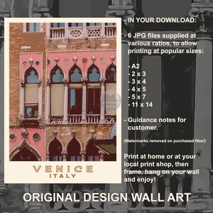 Printable Venice Wall Art. Retro 1950s Poster Style. Italian Holiday ...