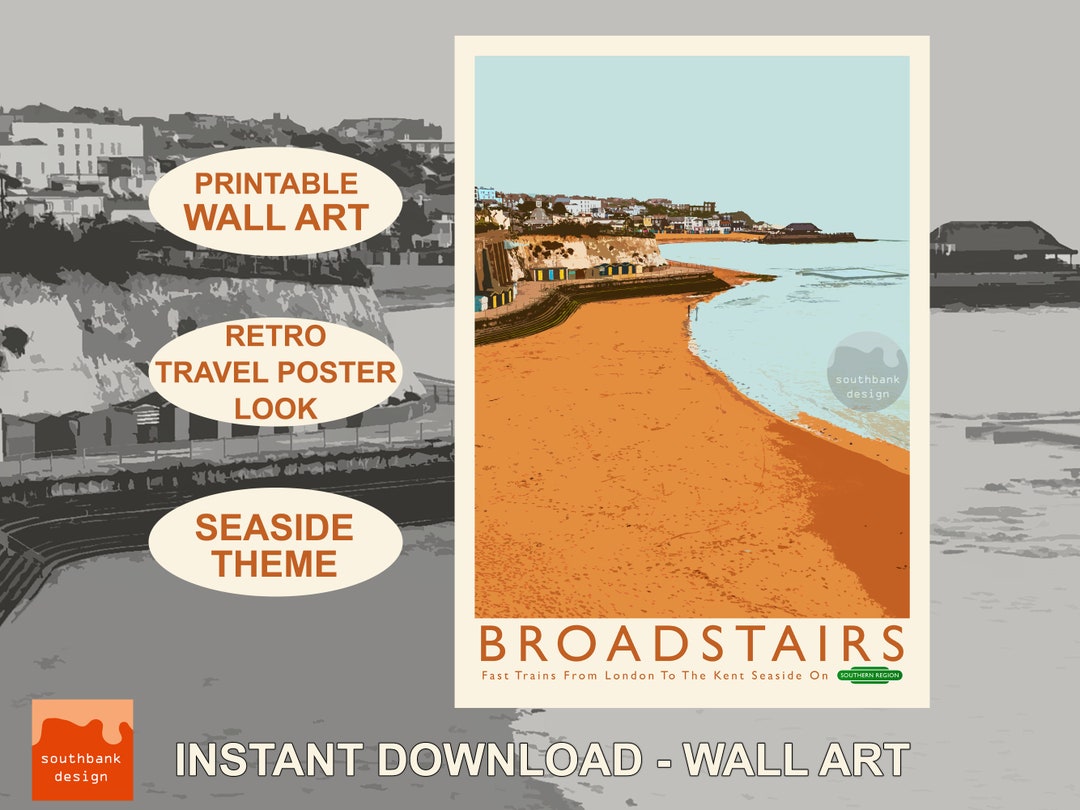 Retro Seaside Travel Poster: Broadstairs Coastal Art (digital Download ...