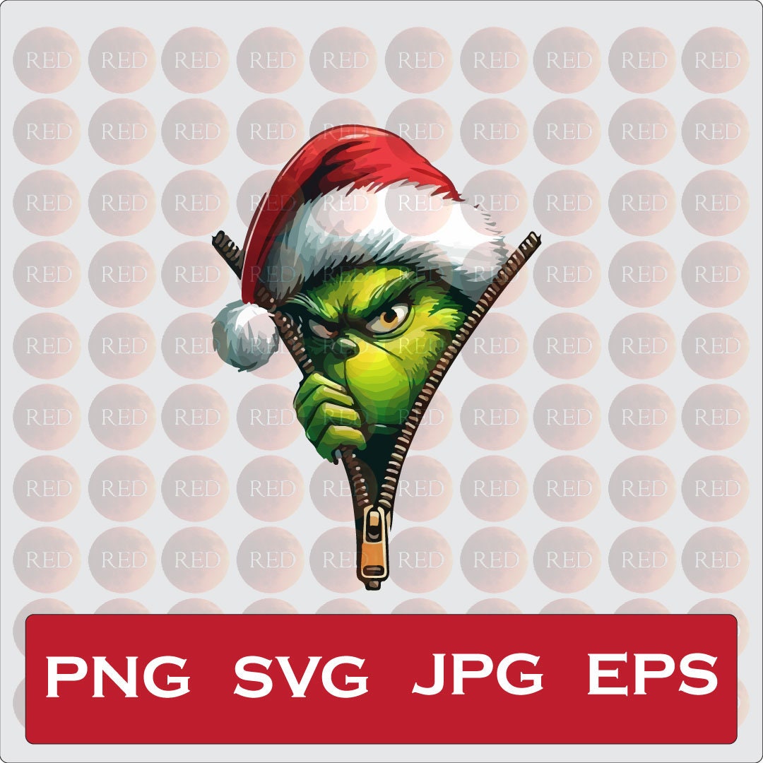 The Grinch SVG, Grinch Zip EPS, Grinchmas Design PNG, Cool Grinch ...