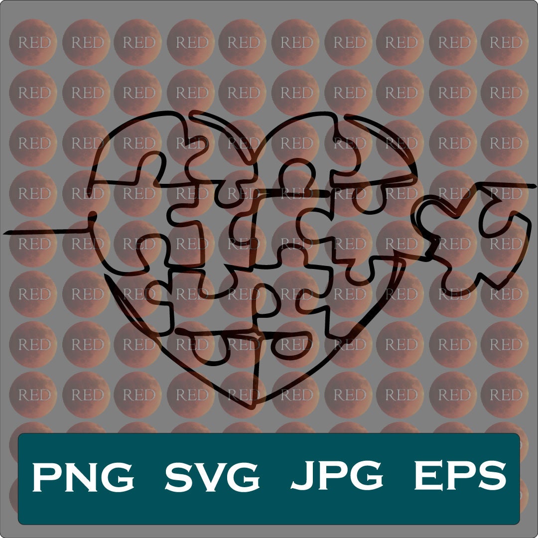 Puzzle Heart Svg One Line Art SVG Love Design Minimalist - Etsy