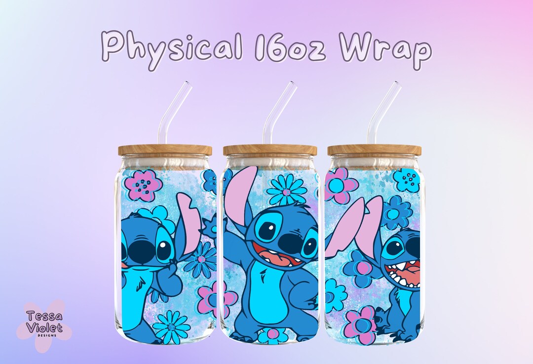 Stitch and Flowers UV DTF 16oz Physical Wrap No Heat Needed Permanent ...