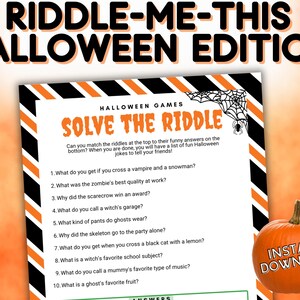 Halloween Riddles Printable Party Game for Kids, Funny Fall Dad Joke ...
