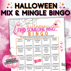 Find the Guest Halloween Bingo, Meet Someone Who Human Icebreaker Bingo ...