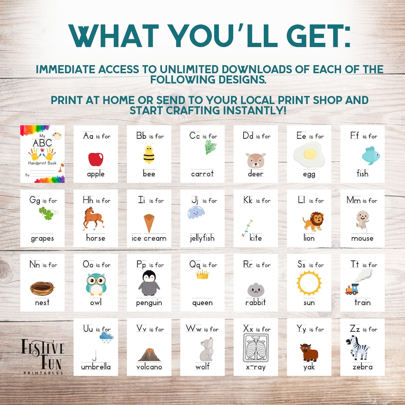 My First ABC Handprint Art Alphabet Book, Printable Finger Painting ...