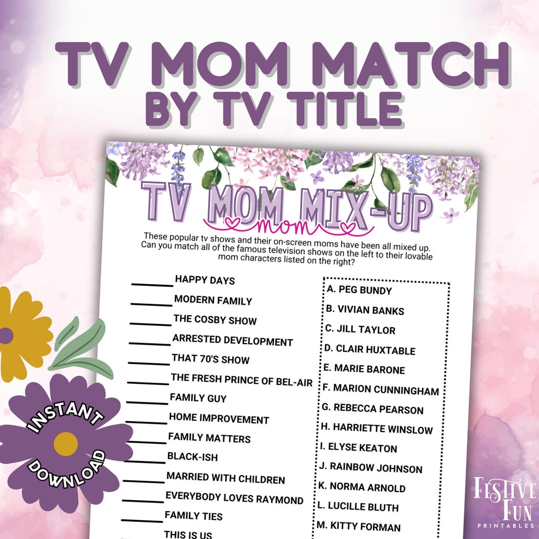TV Title and Mom Mix-up Trivia Game, Match the Television Show With the ...
