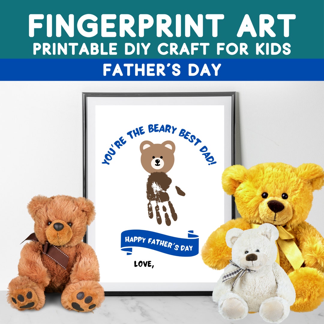 Teddy Bear Father's Day Handprint Crafts for Kids, Printable DIY ...