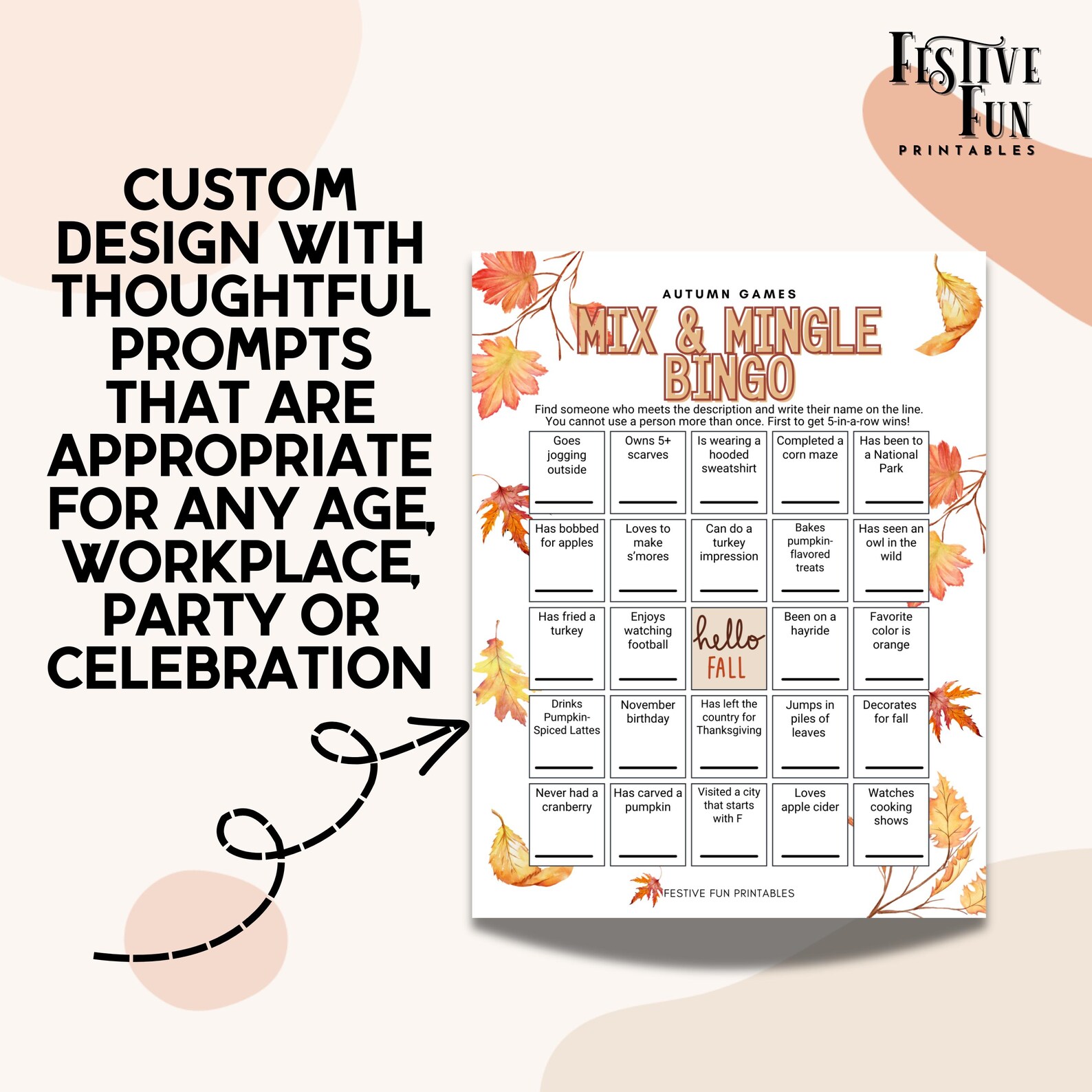 Autumn Mix and Mingle Icebreaker Bingo, Printable Game for Fall ...