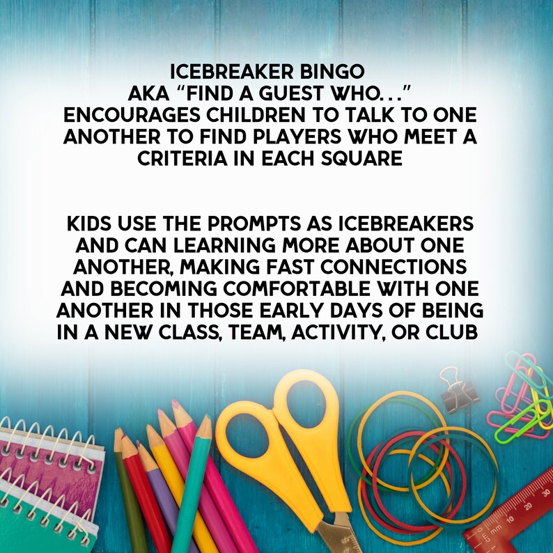 Children's Find a Person Who Icebreaker Bingo Game, Kids Social Human ...