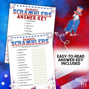 USA Scrambled Words Printable Game, Patriotic American Red White and ...