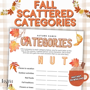 Autumn Scattered Categories Games, Printable Trivia Activity for Fall ...
