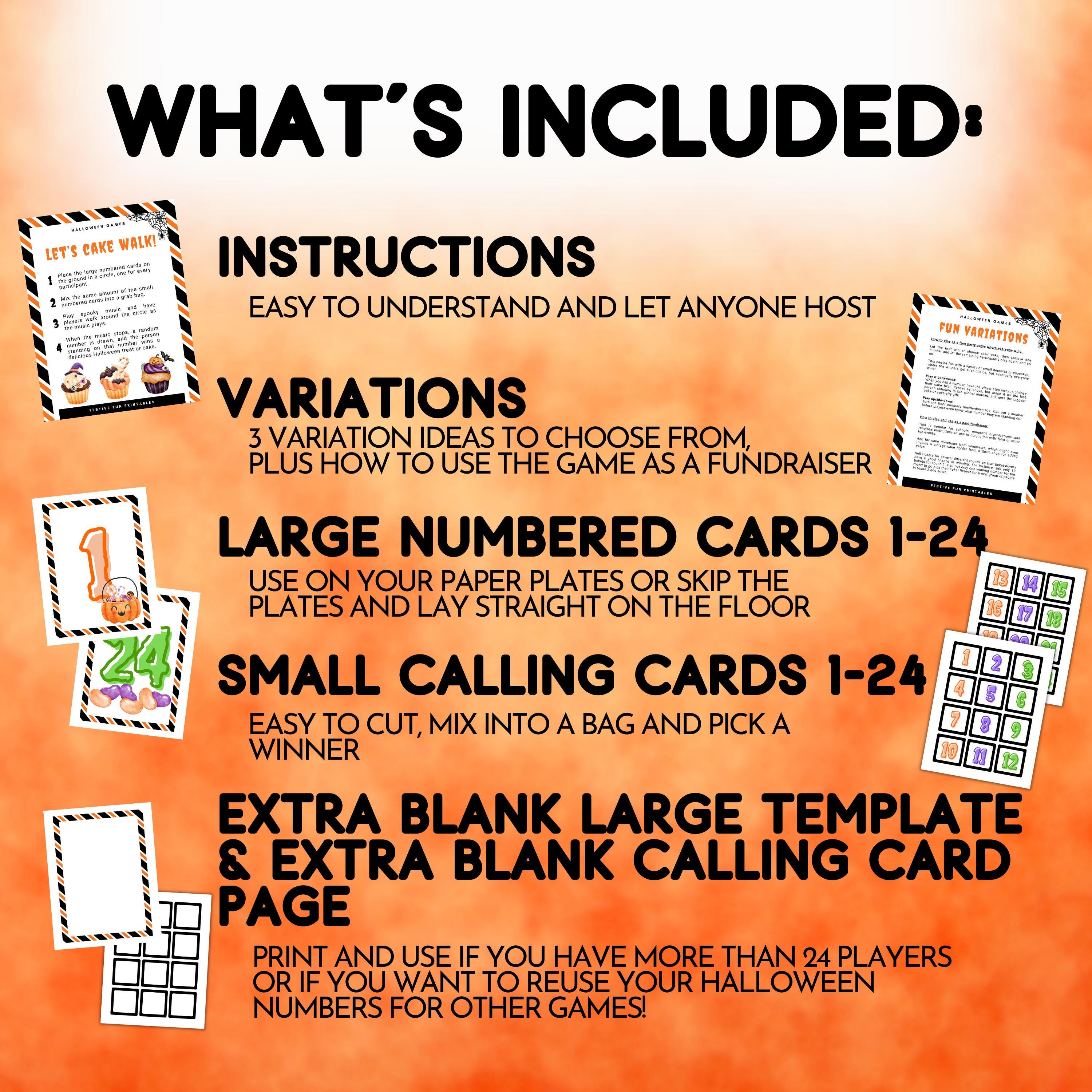 Halloween Cake Walk Game With Instructions, Numbers and Calling Card ...