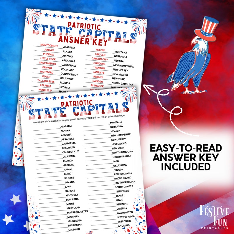 United States Capital Race, Patriotic American Geography Trivia ...