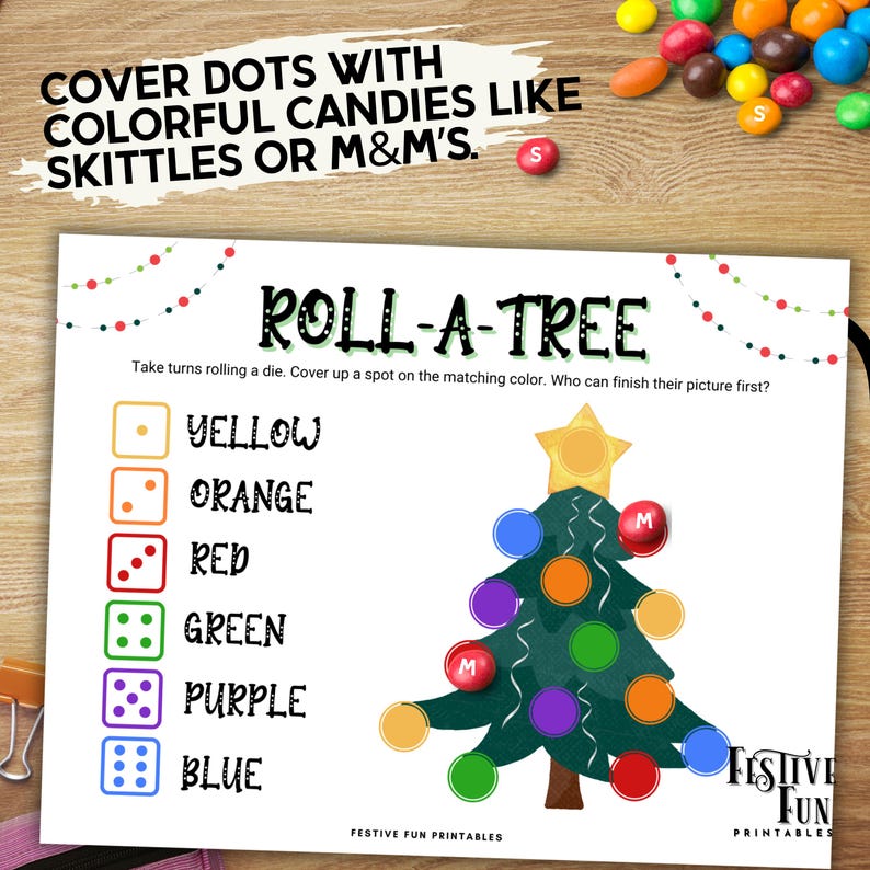 Roll-a-tree Christmas Party Game, Easy Roll the Dice Candy Game for ...