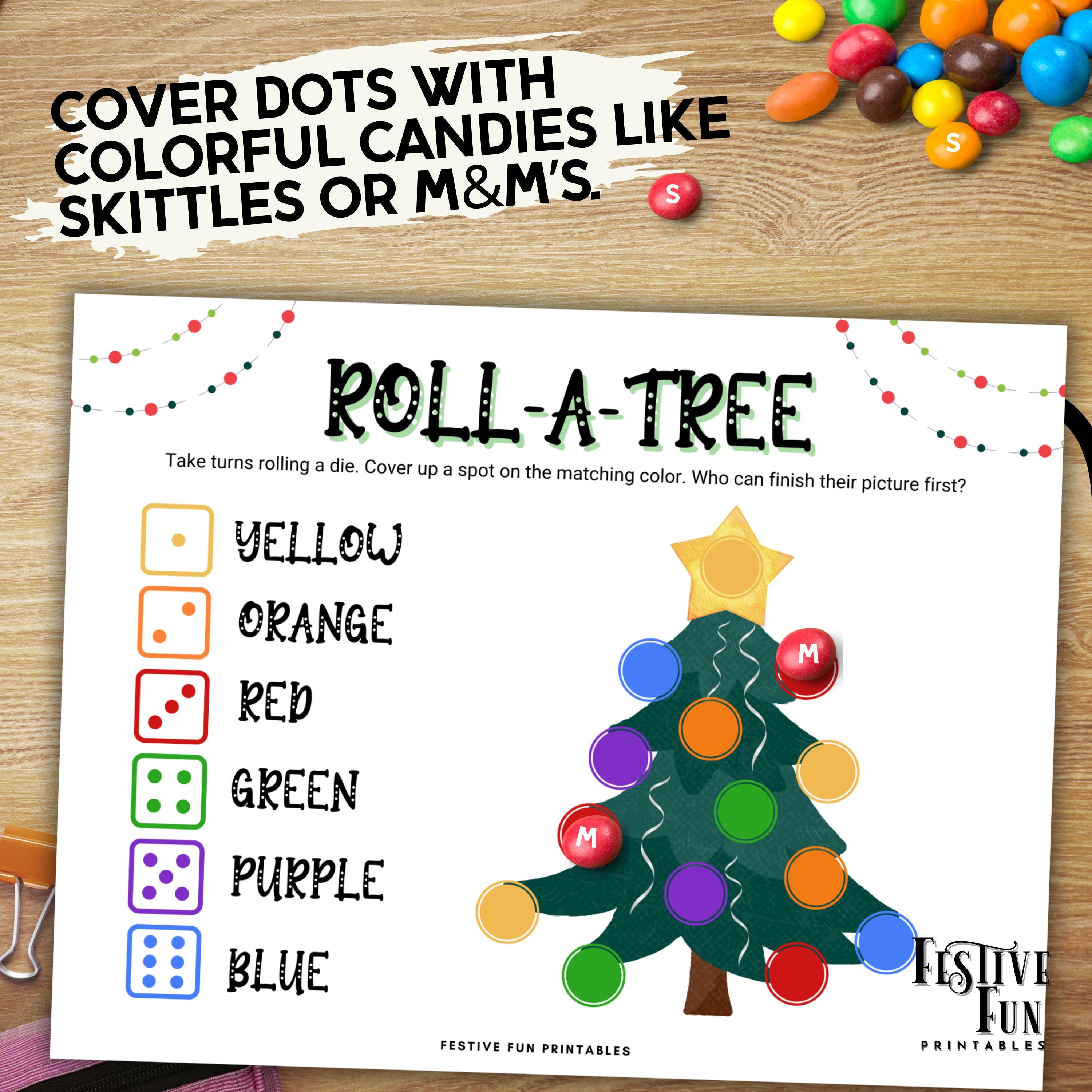 Roll-a-tree Christmas Party Game, Easy Roll the Dice Candy Game for ...