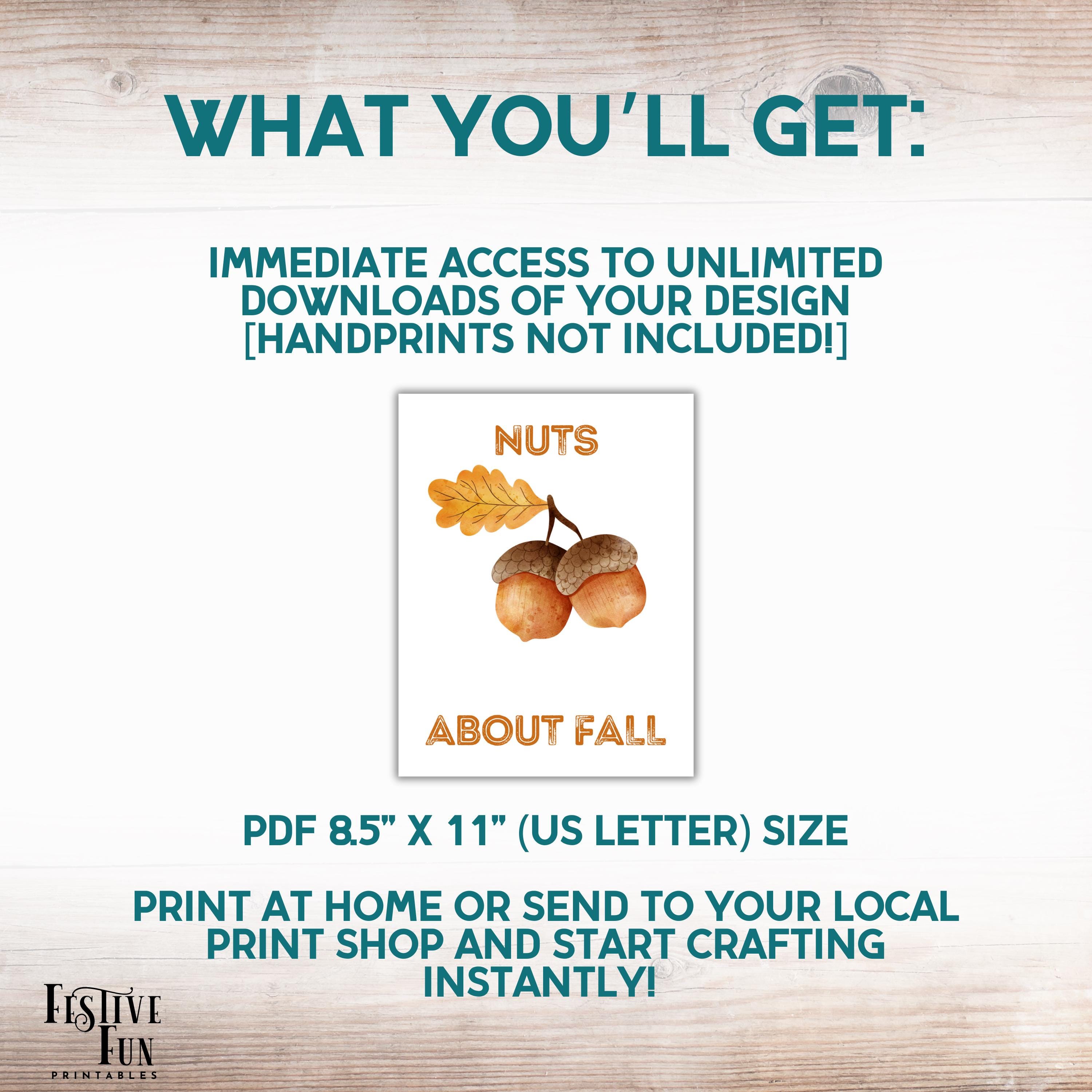 Nuts About Fall Handprint Art for Kids, Funny Acorn Printable DIY ...