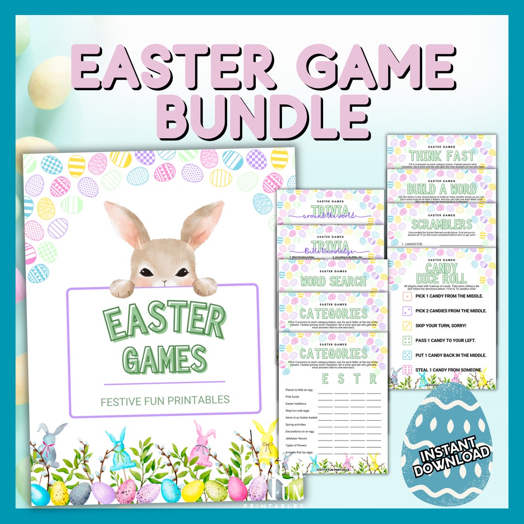 Easter Games Bundle, Easter Trivia Set, Spring Family Game Night, Candy ...