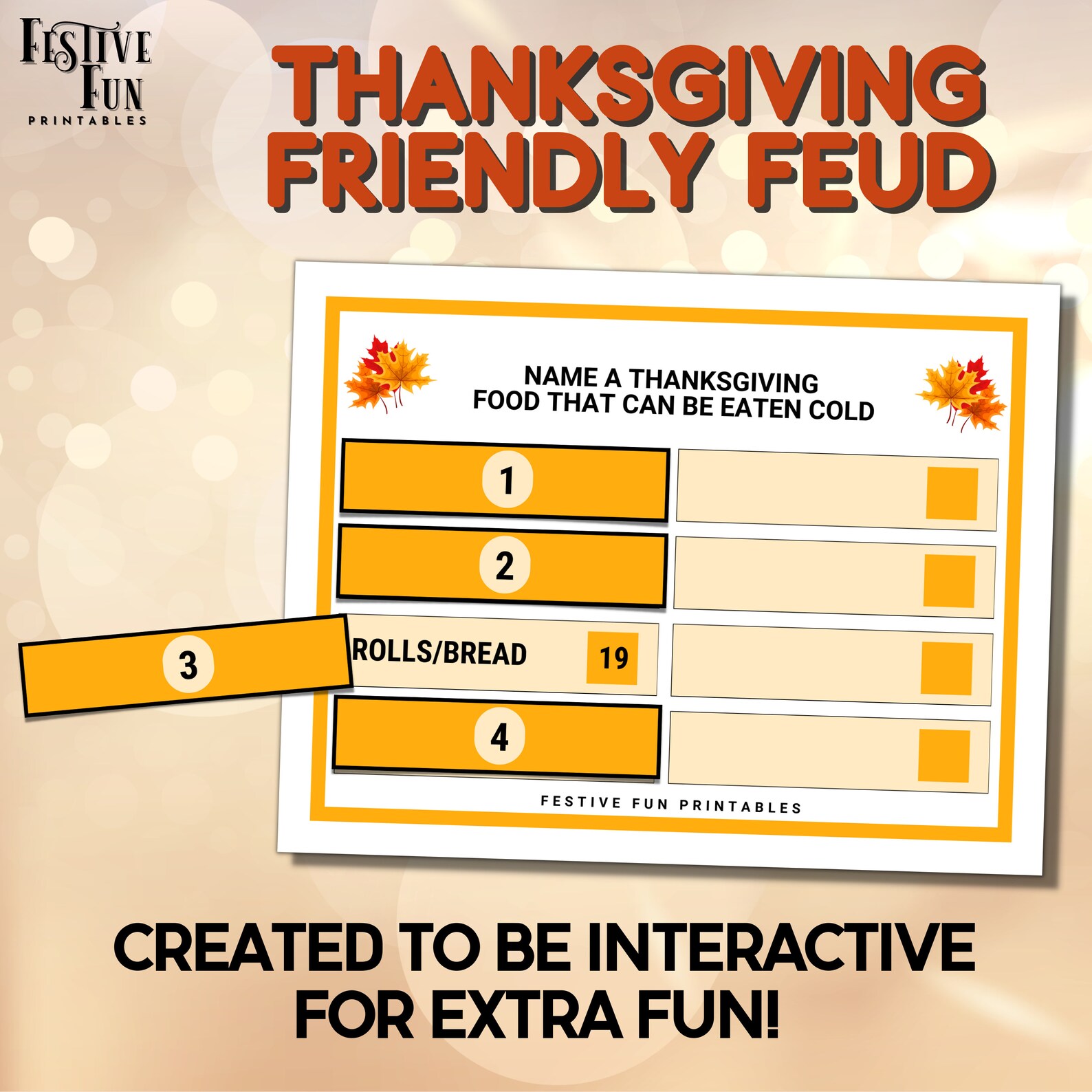 Thanksgiving Friendly Feud Game, Printable Friendsgiving Fall Festival ...