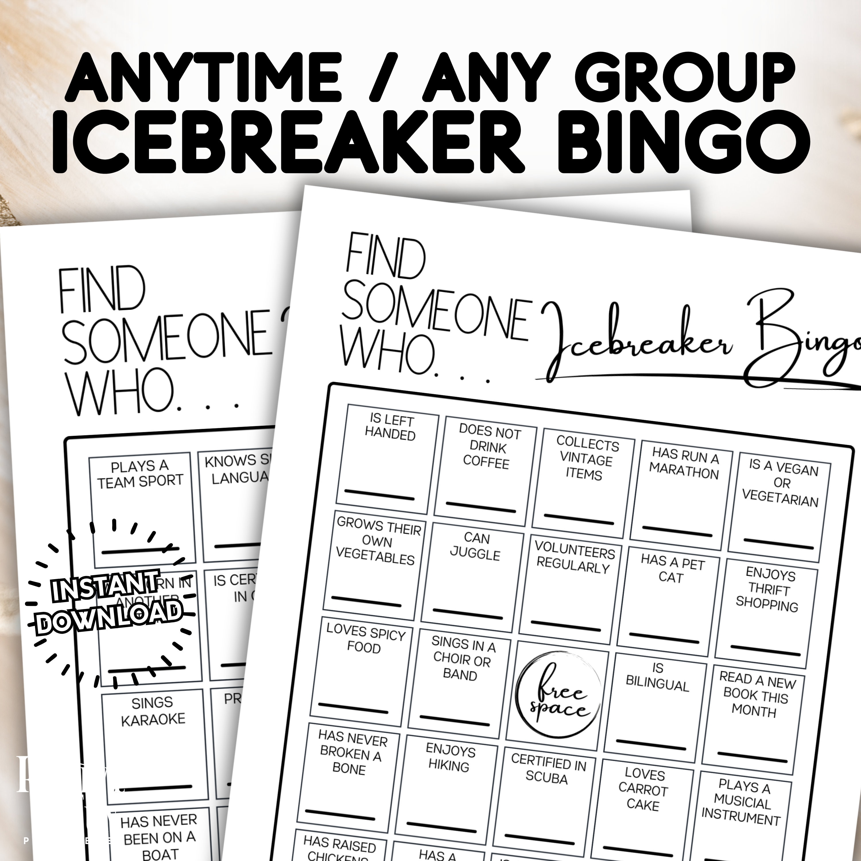 Find Someone Who Icebreaker Bingo, Mix and Mingle Conversation Starter ...
