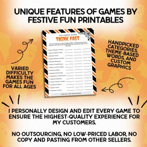 Think Fast Halloween Party Game, Name 3 Categories Trivia Word Game for ...