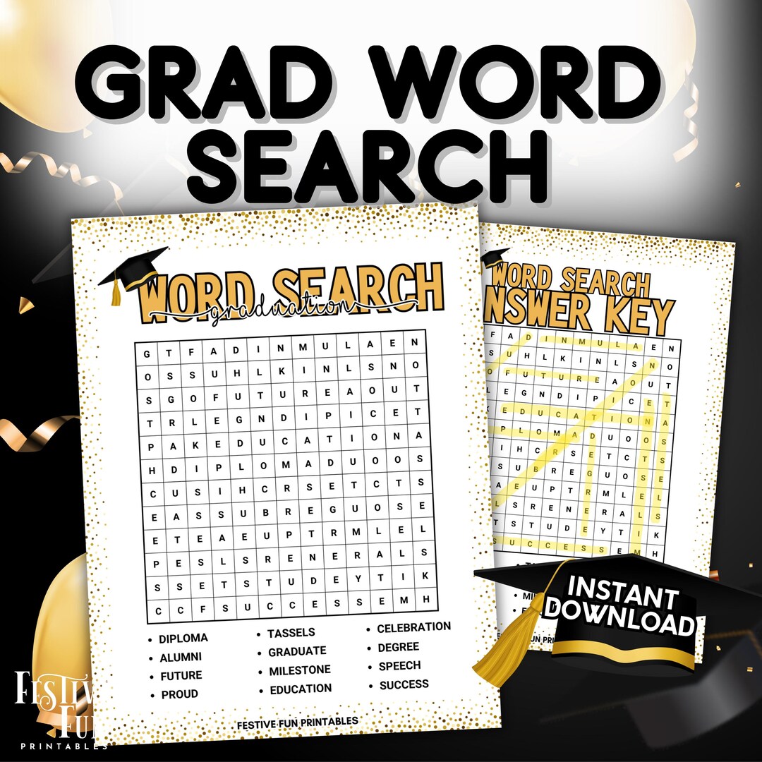 Graduation Word Search, 2025 Senior End of Year Graduation Activity ...