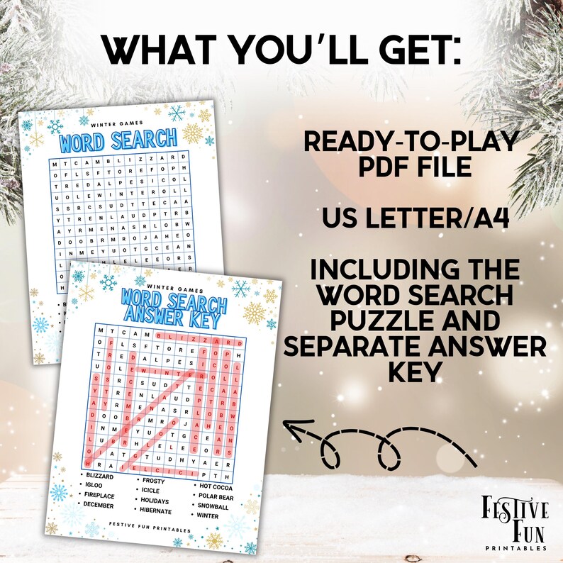 Winter Word Search Puzzle Printable Game, Non-religious Instant ...